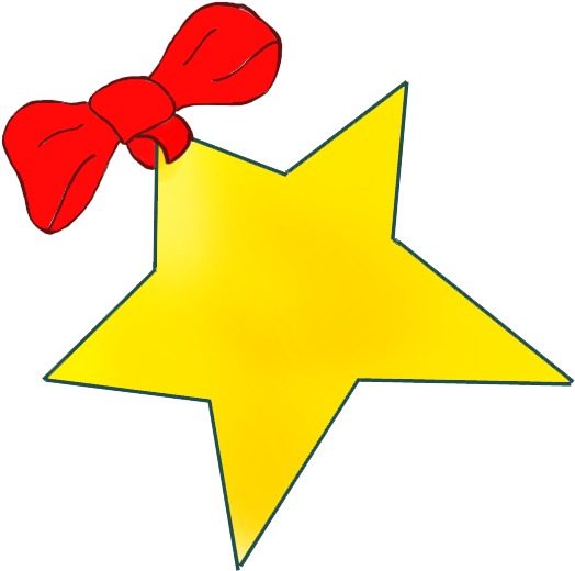 Golden Christmas Star With Red Bow - Christmas Star Clip Art - (551x547 ...