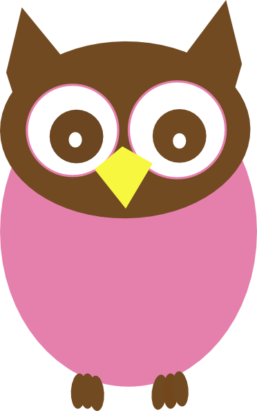 Owl Clip Art Pink - Pink And Brown Owl - (372x595) Png Clipart Download