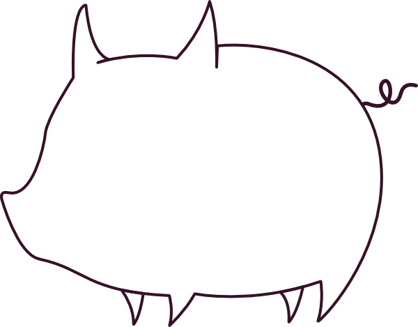 Pig Outline Clip Art - Outline Of A Pig - (600x469) Png Clipart Download