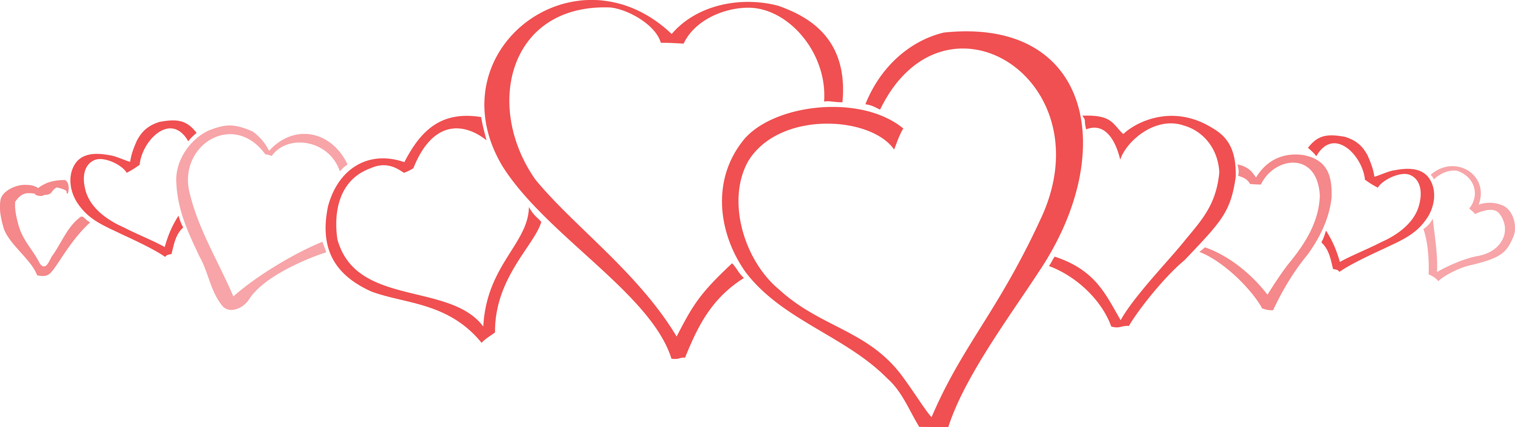 Free Clipart Of A Row Of Big And Little Love Hearts - Small Hearts Clip ...