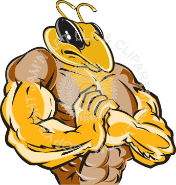 Muscular Bee - (344x361) Png Clipart Download