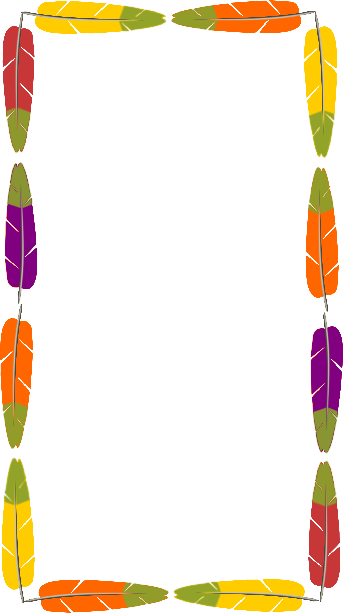 Feathers Frame - Feather Border - (1345x2400) Png Clipart Download