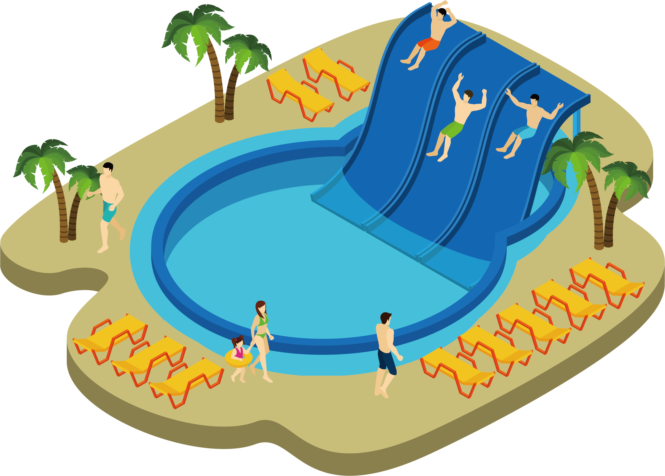 Water Park Swimming Pool Illustration - Swimming Pool Vector Png ...