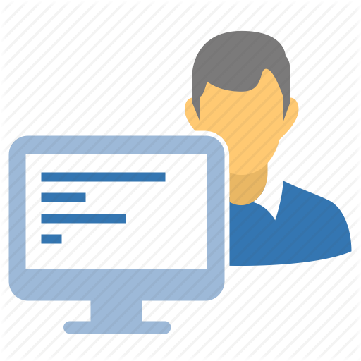 Computer User Vector Drawing Image - User Computer Icon Flat - (512x512 ...