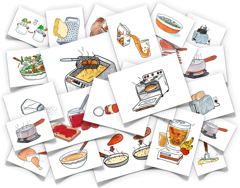 Cooking Verbs Flash Cards - Flashcards Mix - (802x628) Png Clipart Download