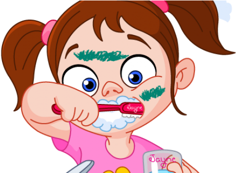Illustration Of Girl Brushing Her Teeth - Girl Brushing Teeth Cartoon ...