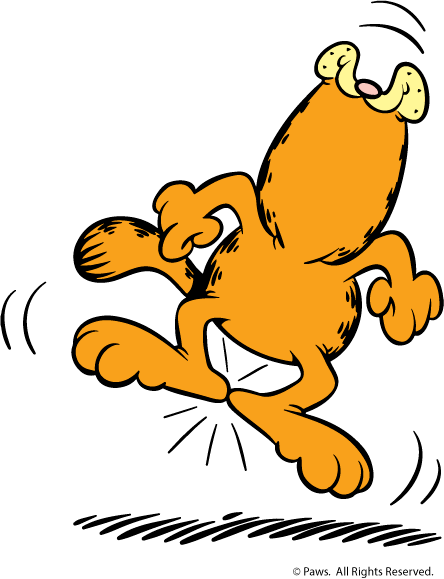 Garfield On Twitter - Garfield Happy - (444x579) Png Clipart Download