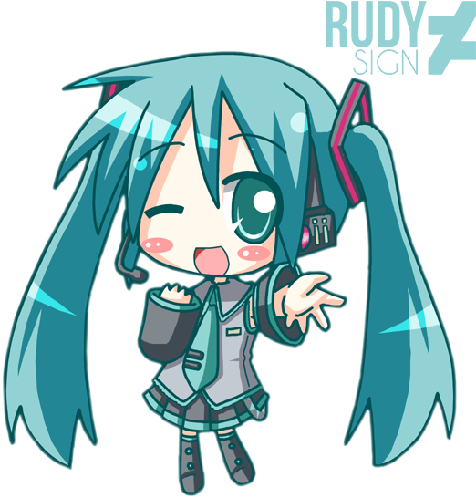 Hatsune Miku Render By Rudy-sign - Anime Chibi Transparent Background ...