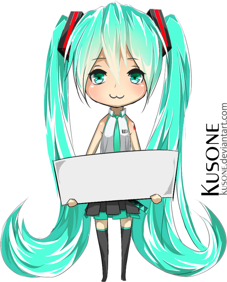 Hatsune Miku Sign Holder Free For Use By Kusone - Anime - (800x997) Png ...