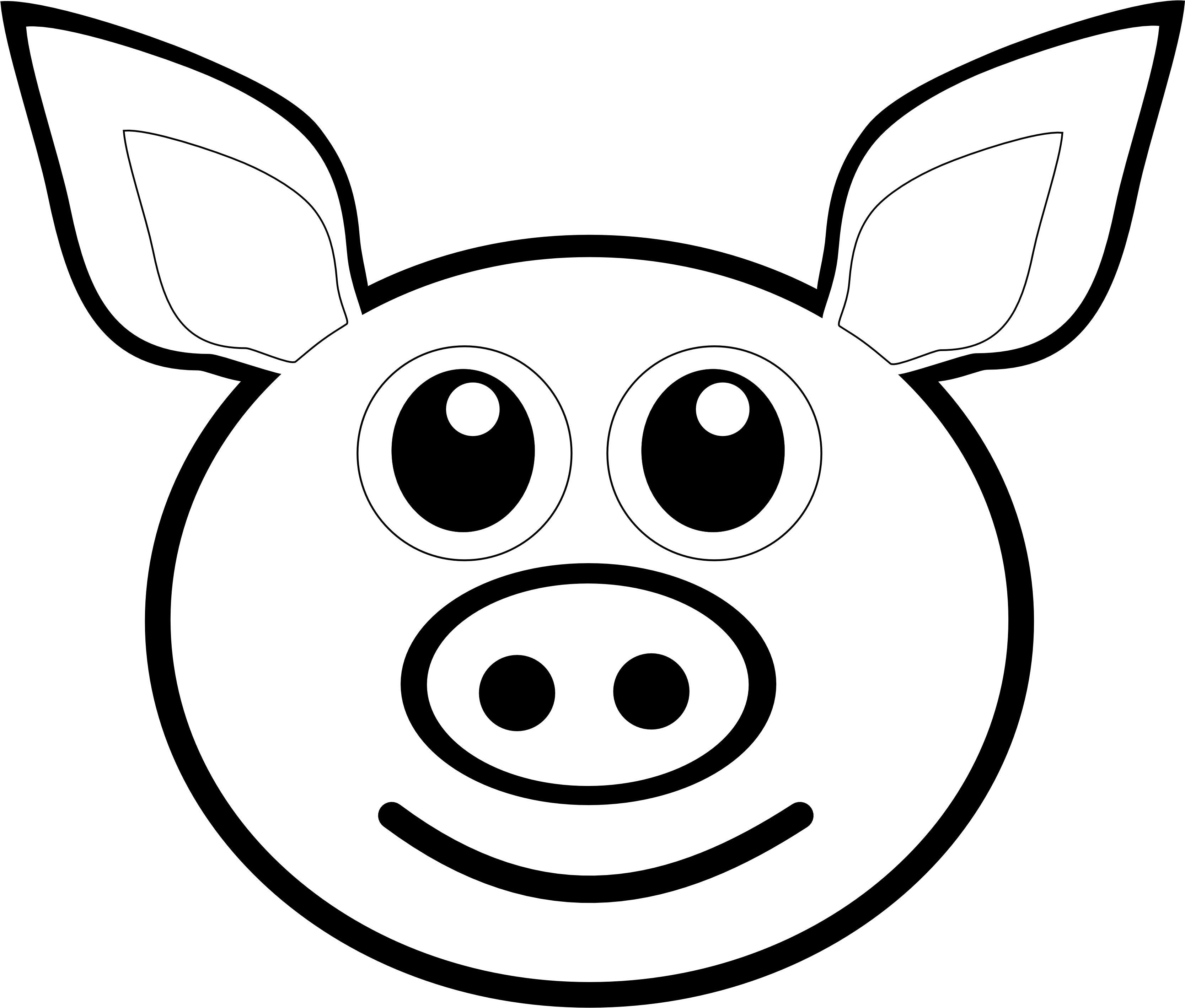 Pig Line Drawing - Drawing Of A Pig Face - (3333x3096) Png Clipart Download