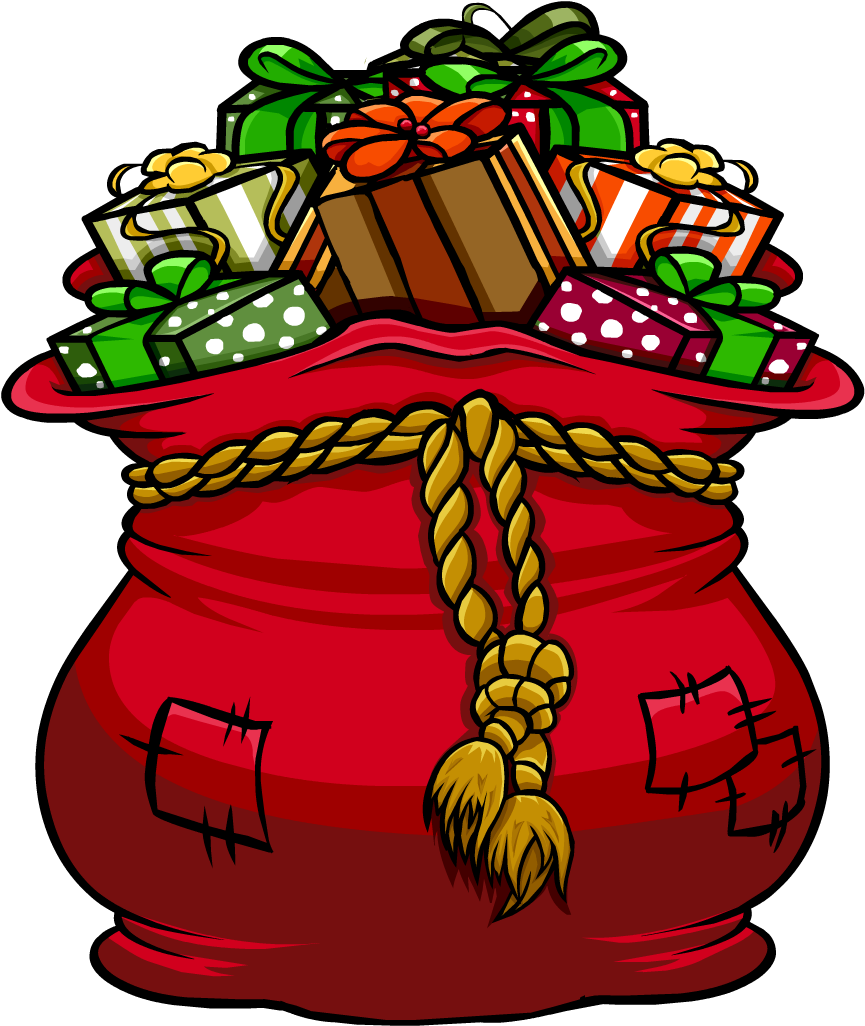 Santa Bag Clipart - Santa's Sleigh With Presents - Full Size PNG ...