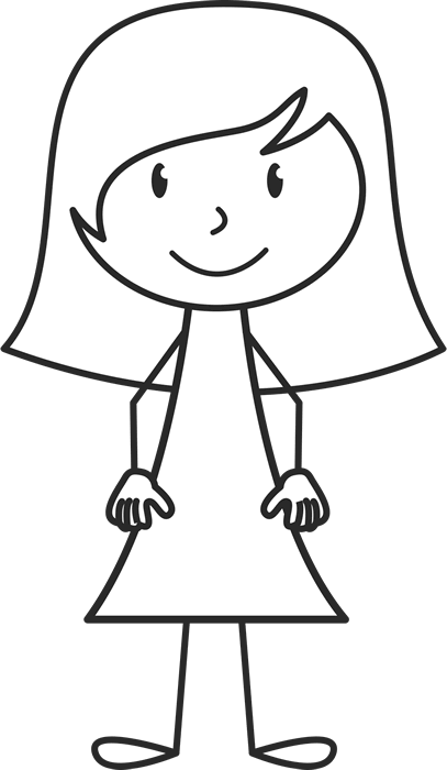 Girl Wearing Solid Dress Stamp - Stick Figure With Dress - Full Size ...
