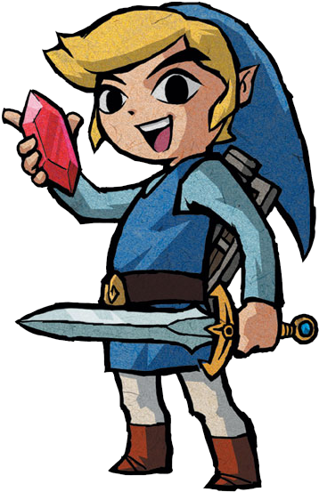 Link Holding A Rupee - Legend Of Zelda Four Swords - (428x600) Png ...