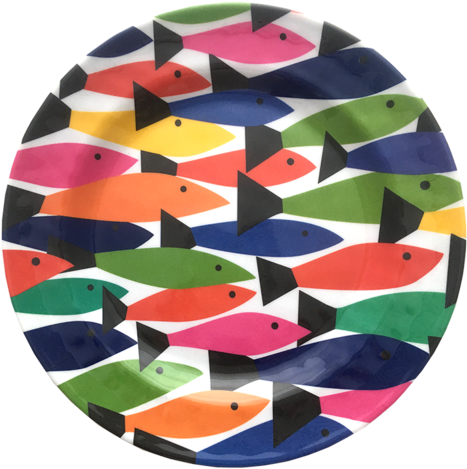 Melamine Rainbow Fish Dinner Plate - Plate - (478x480) Png Clipart Download