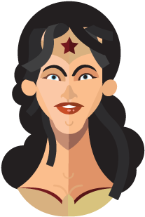 Wonder Woman - Superhero Flat Illustration - (360x432) Png Clipart Download