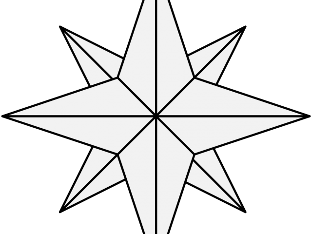 Compass Star - Easy Mandalas Coloring Page - (640x480) Png Clipart Download