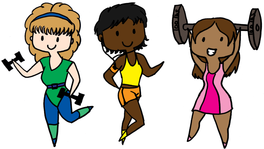 Workout Girls By Mokia-sinhall - Cartoon - (900x561) Png Clipart Download