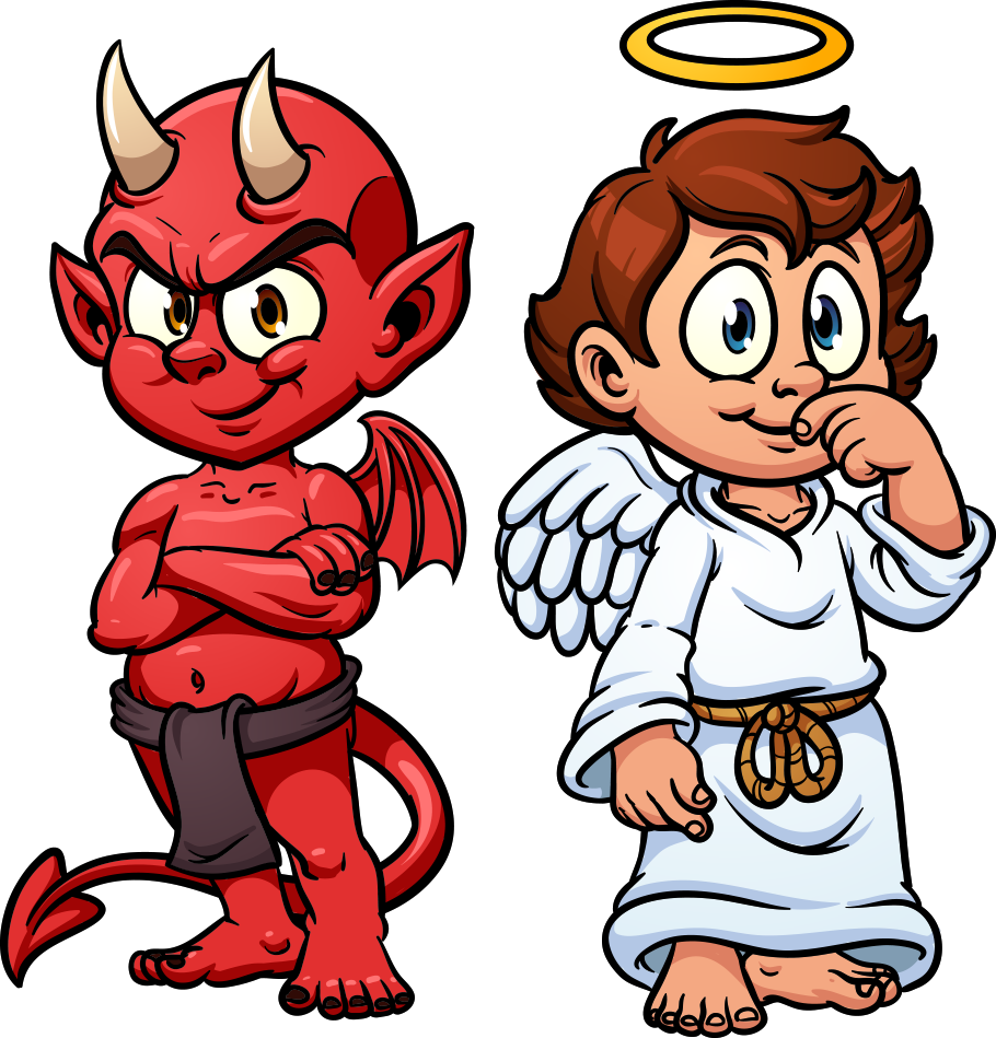 Devil Shoulder Angel Illustration - Angel And Devil Cartoon - Full Size ...