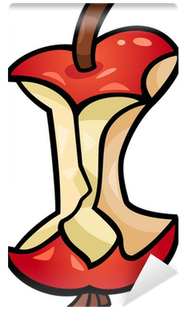 Apple Core Clip Art Cartoon Illustration Wall Mural - Illustration ...