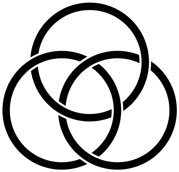 Borromean Rings Bw - Borromean Rings - (1280x1226) Png Clipart Download