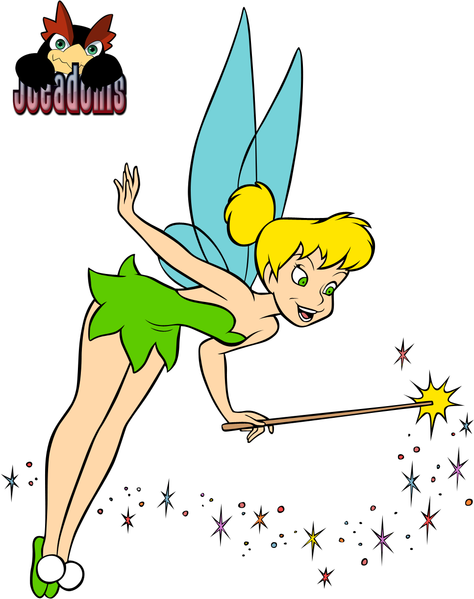 Tinkerbell Vector - Tinkerbell With Wand And Pixie Dust - (1000x1263) Png Clipart Download