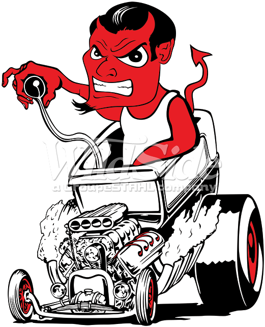 Devil Driving Hot Rod - Kids Hotrod 58 Dragster Cartoon American ...