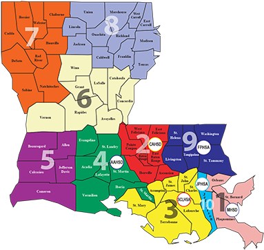 Ldh Administrative Regions Map Lges Regions Map - Louisiana Public ...