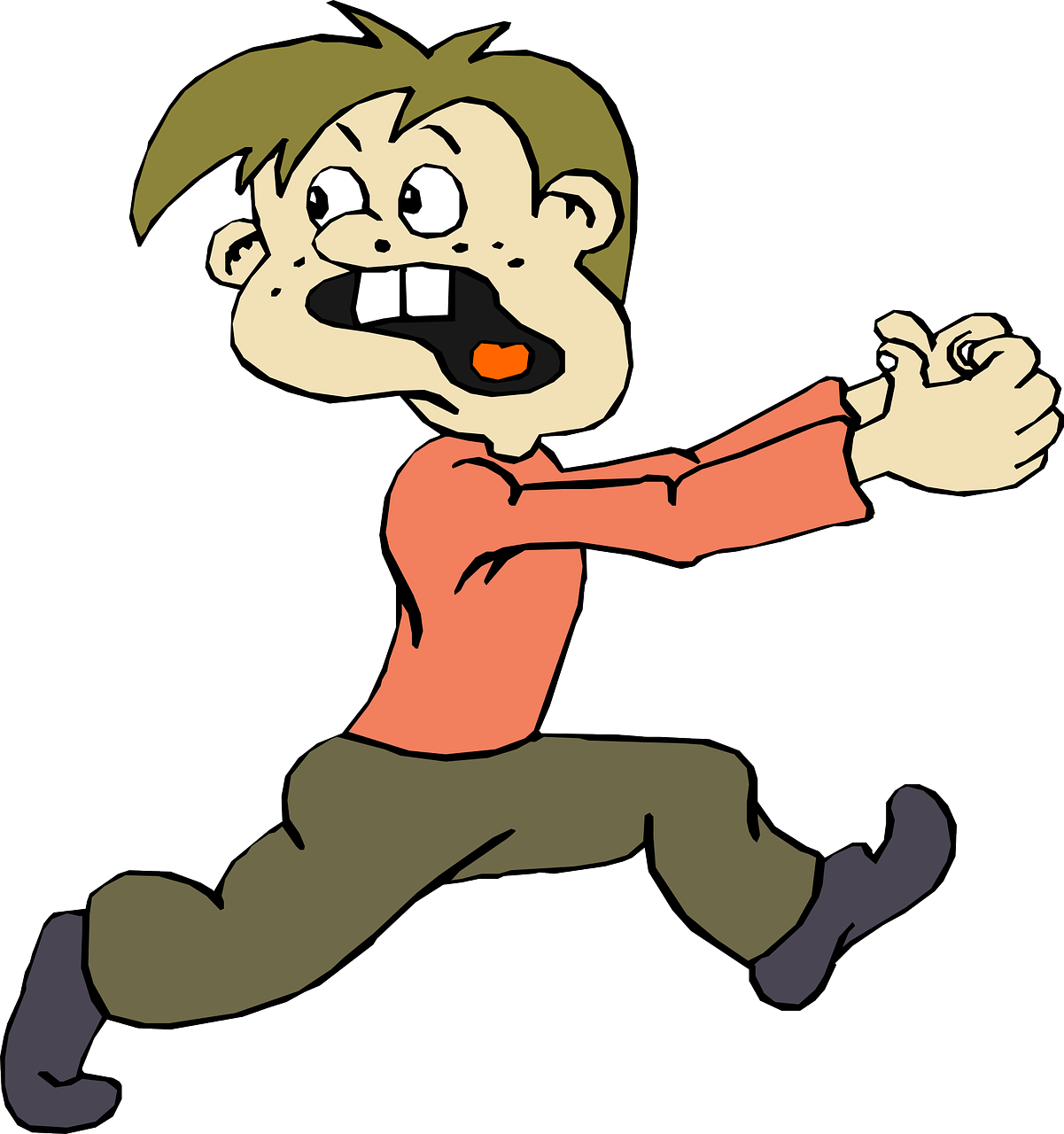 Scary Clipart Scared Guy - Cartoon Man Running Scared - (1201x1280) Png ...