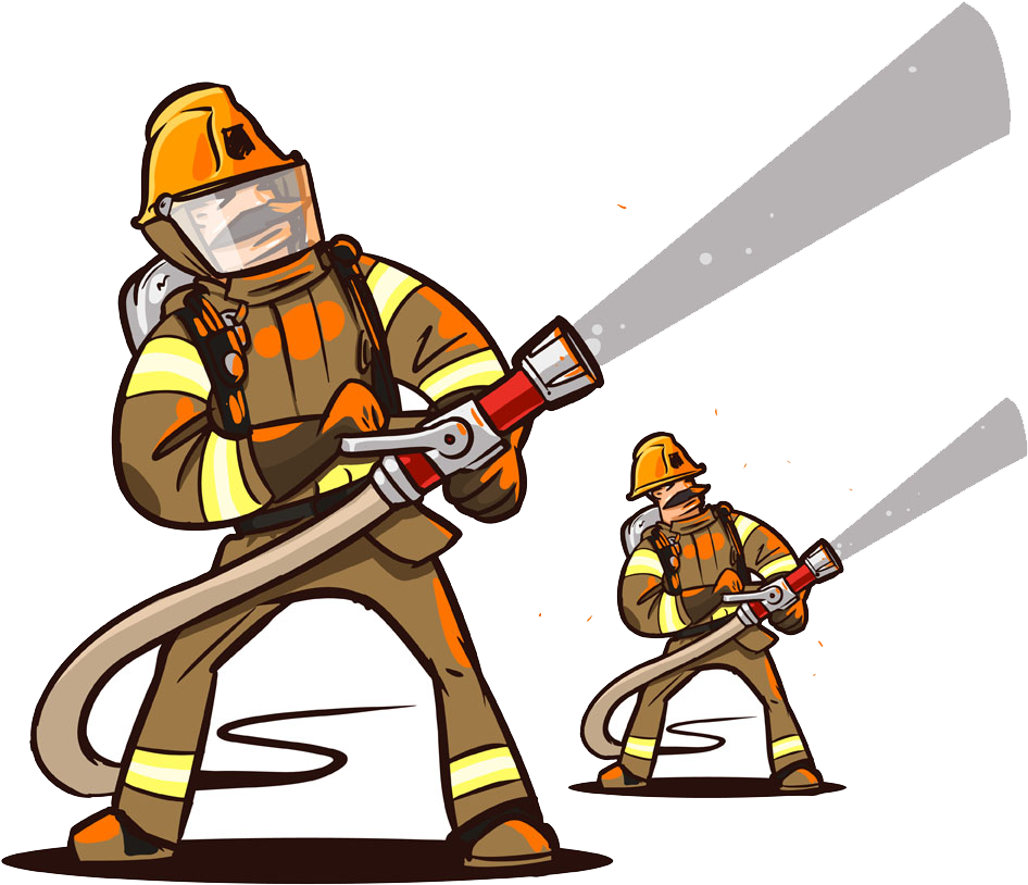 Firefighter Fire Hose Cartoon - Firefighter Sketch - (1000x1000) Png ...