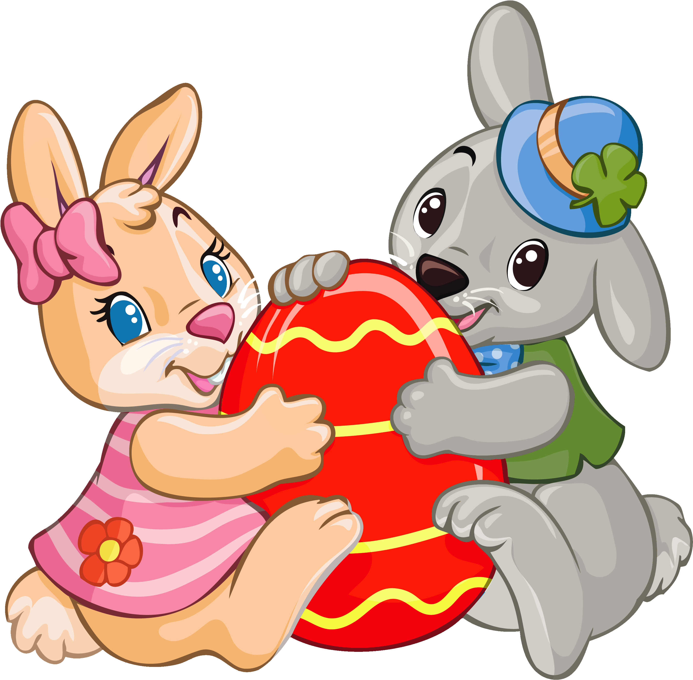 Easter Bunny Egg Clip Art - Between Preposition Clipart - (3108x3000 ...