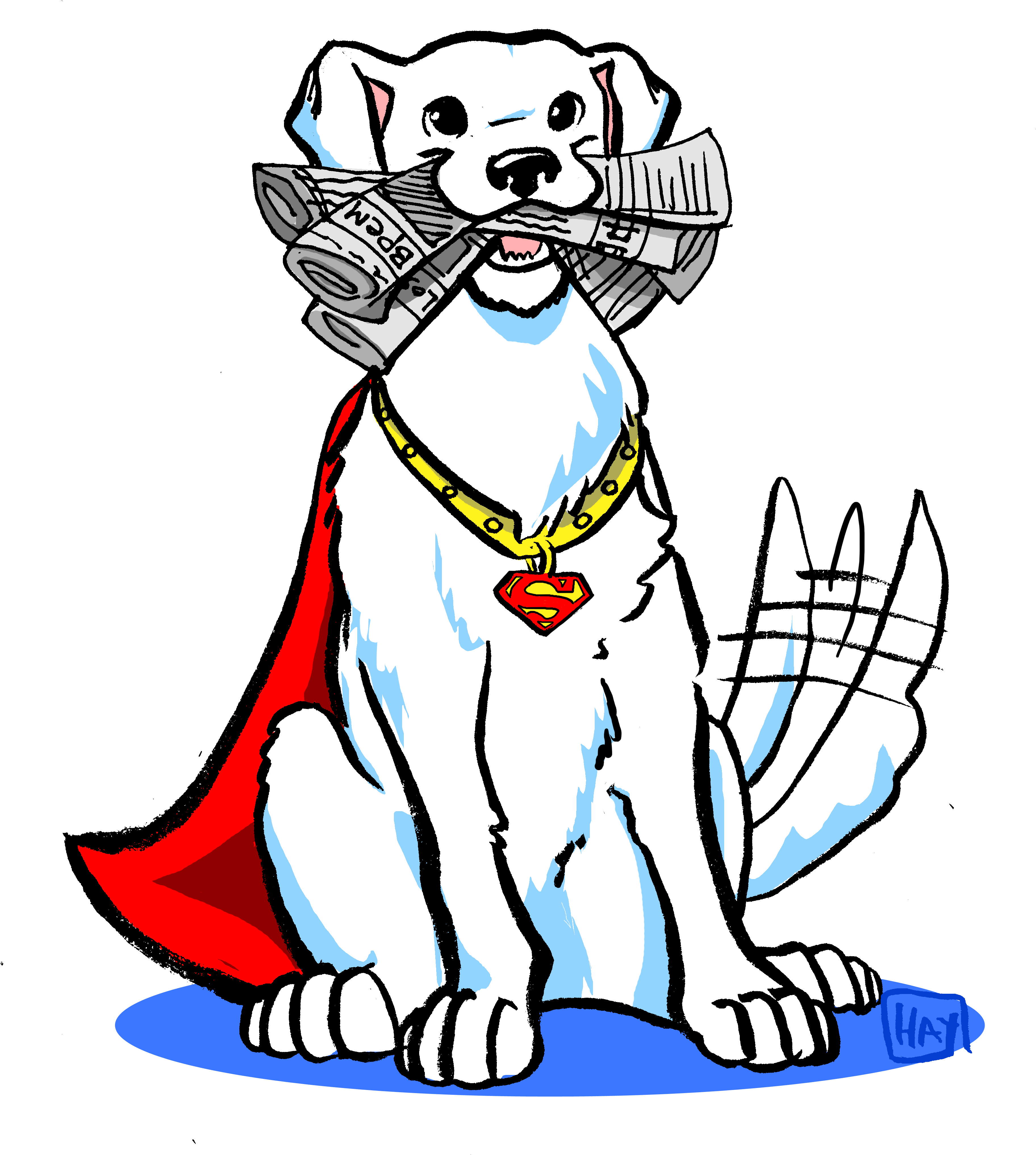 Superman Dog Drawing - Krypto - (4068x4426) Png Clipart Download