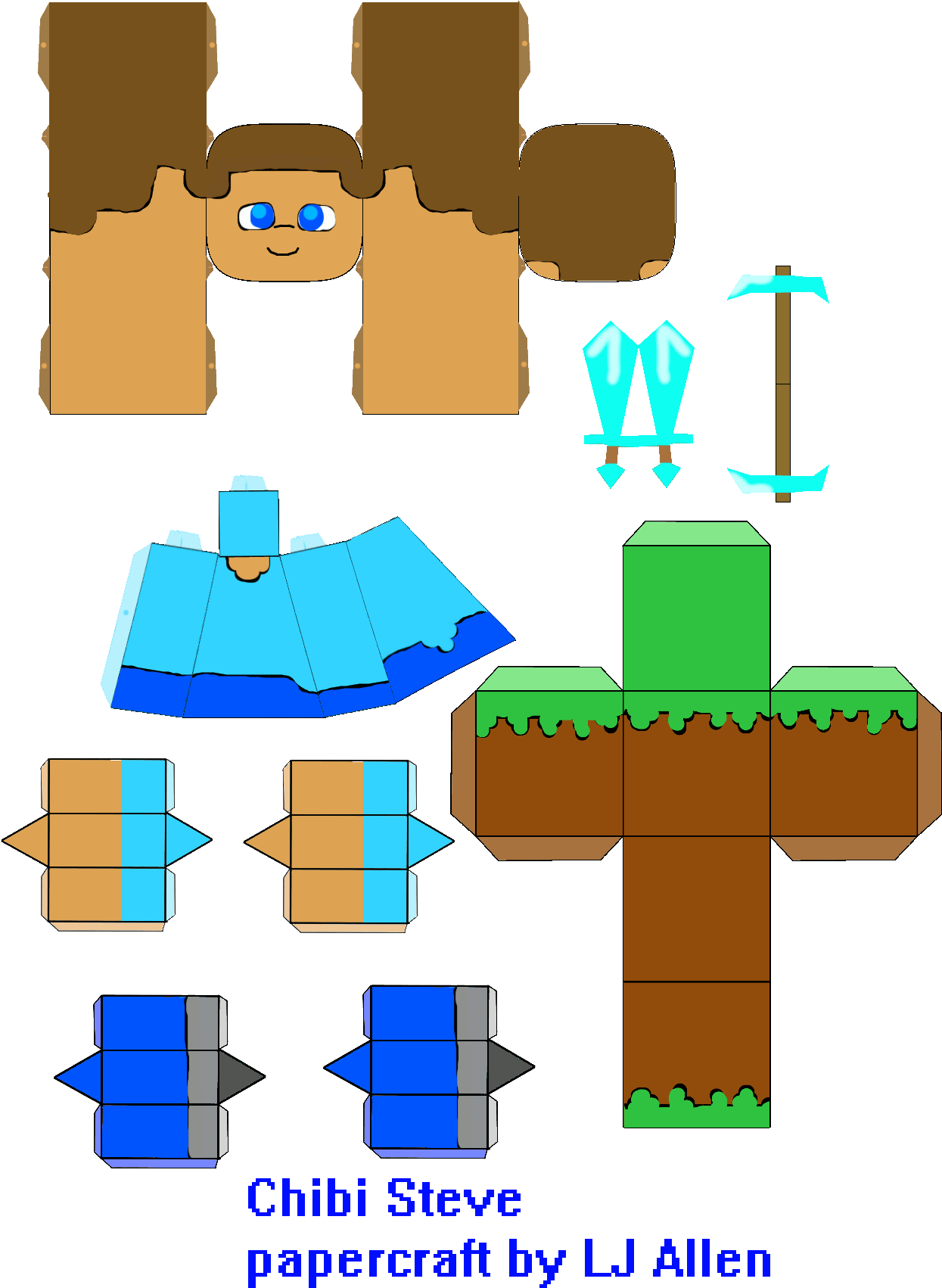 Papercraft Chibi Steve Papercraft - Paper Craft - Full Size PNG Clipart ...