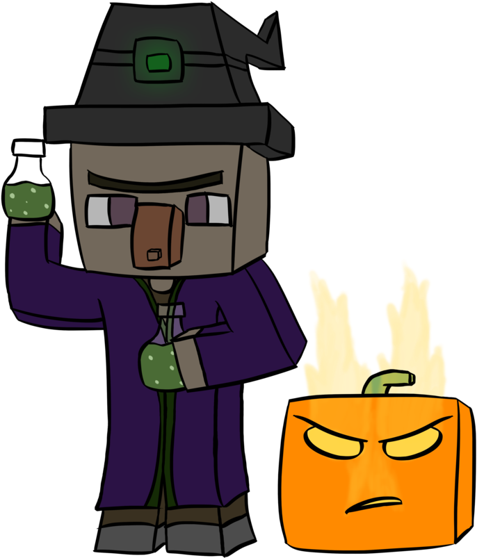 Witch In Minecraft By Robzgraphics - Minecraft Transparent Cartoon Mobs ...