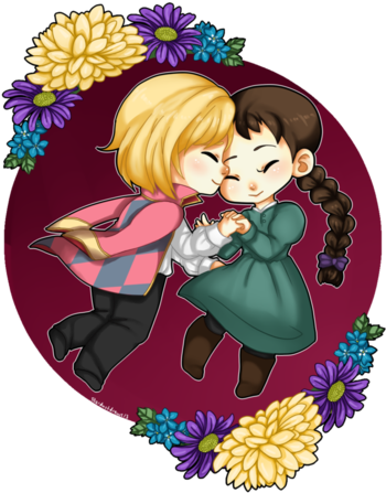 Studio Ghibli Wallpaper Entitled Howl And Sophie - Cartoon - (500x500 ...