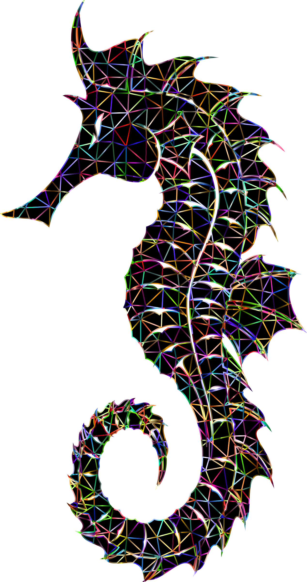 Detailed Seahorse Wireframe - Seahorse Silhouette - (1268x2400) Png ...