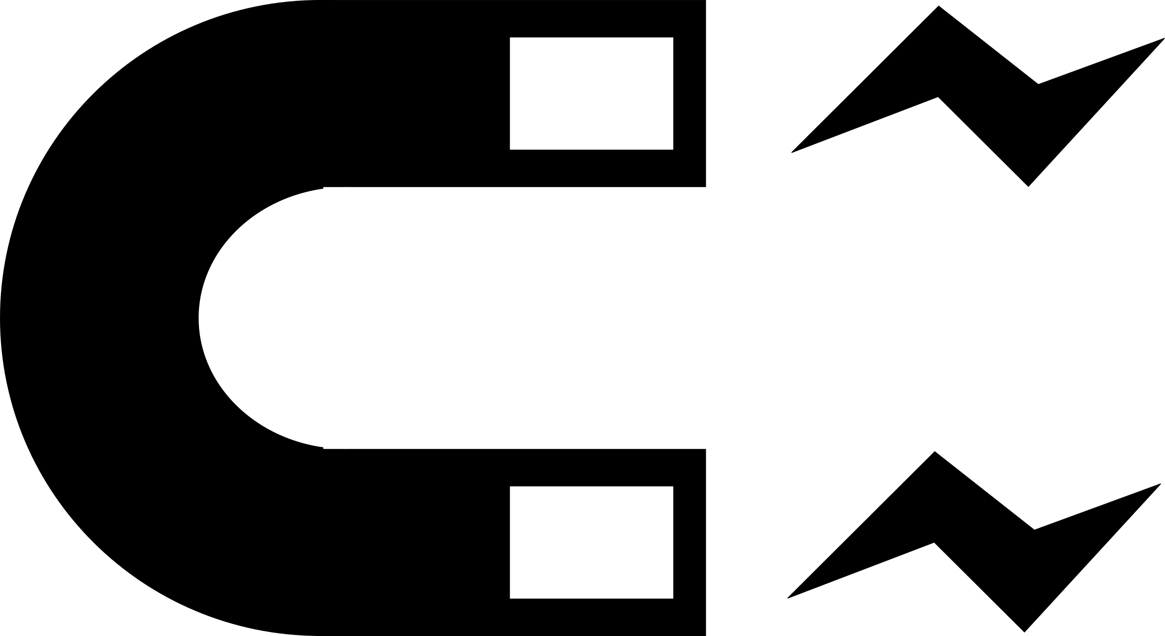 Magnet Clipart - Black And White Magnet - (2400x1312) Png Clipart Download