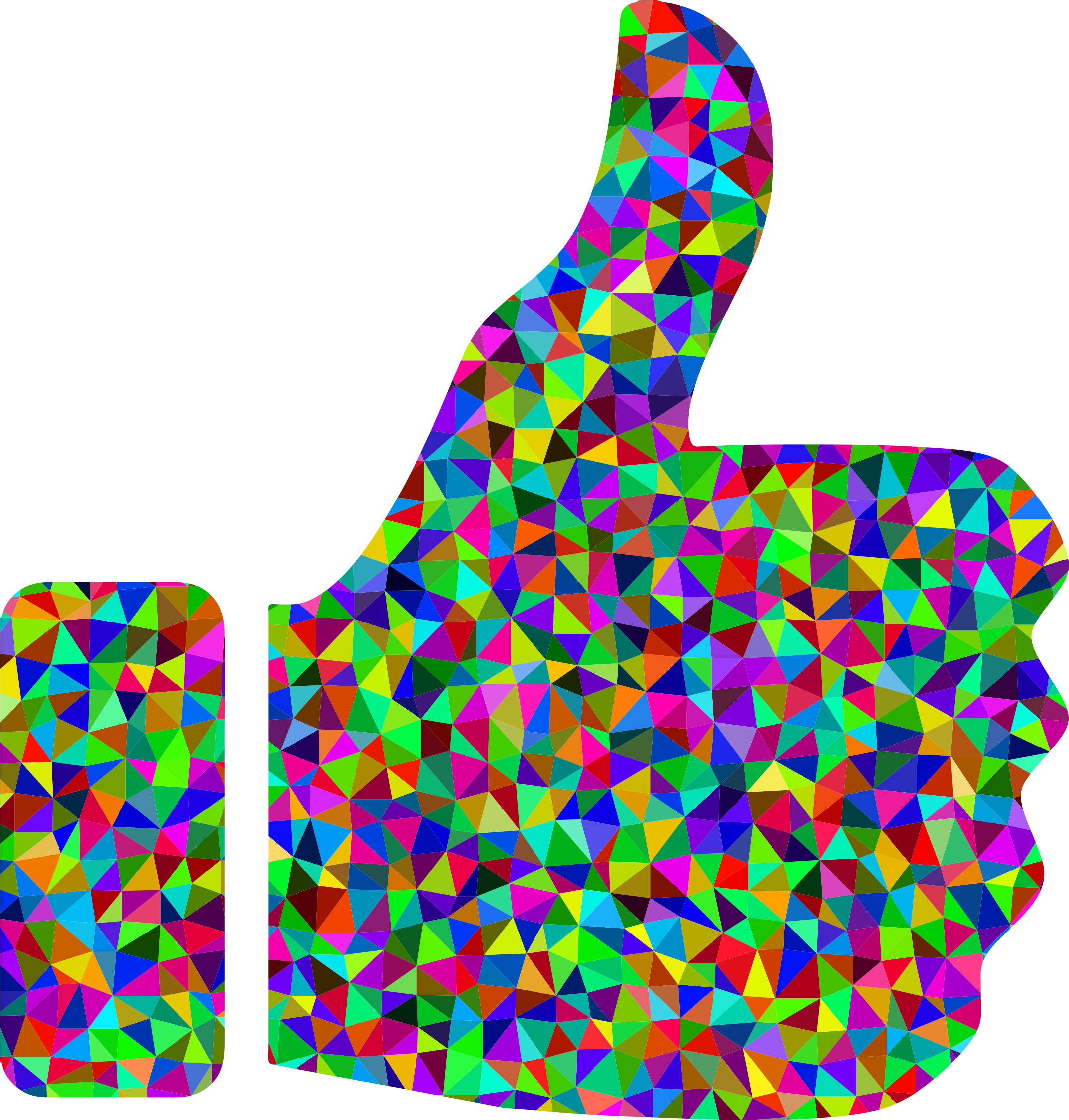 Low Poly Thumbs Up - Colorful Thumbs Up Emoji - (2156x2258) Png Clipart ...