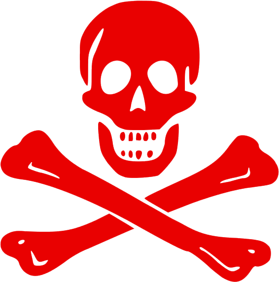 Warning-sign - Red Jolly Roger - (570x611) Png Clipart Download