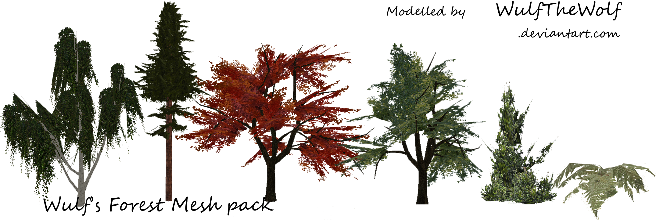 Forest Meshes By Mossasaurus - Feral Heart Tree Meshes - (2150x761) Png ...