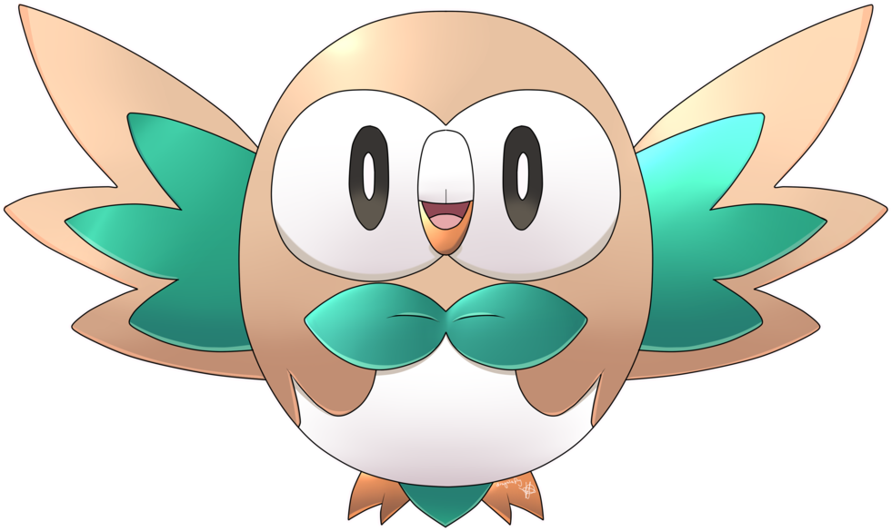Draw Pokemon Rowlett Images - Cartoon - (1024x724) Png Clipart Download