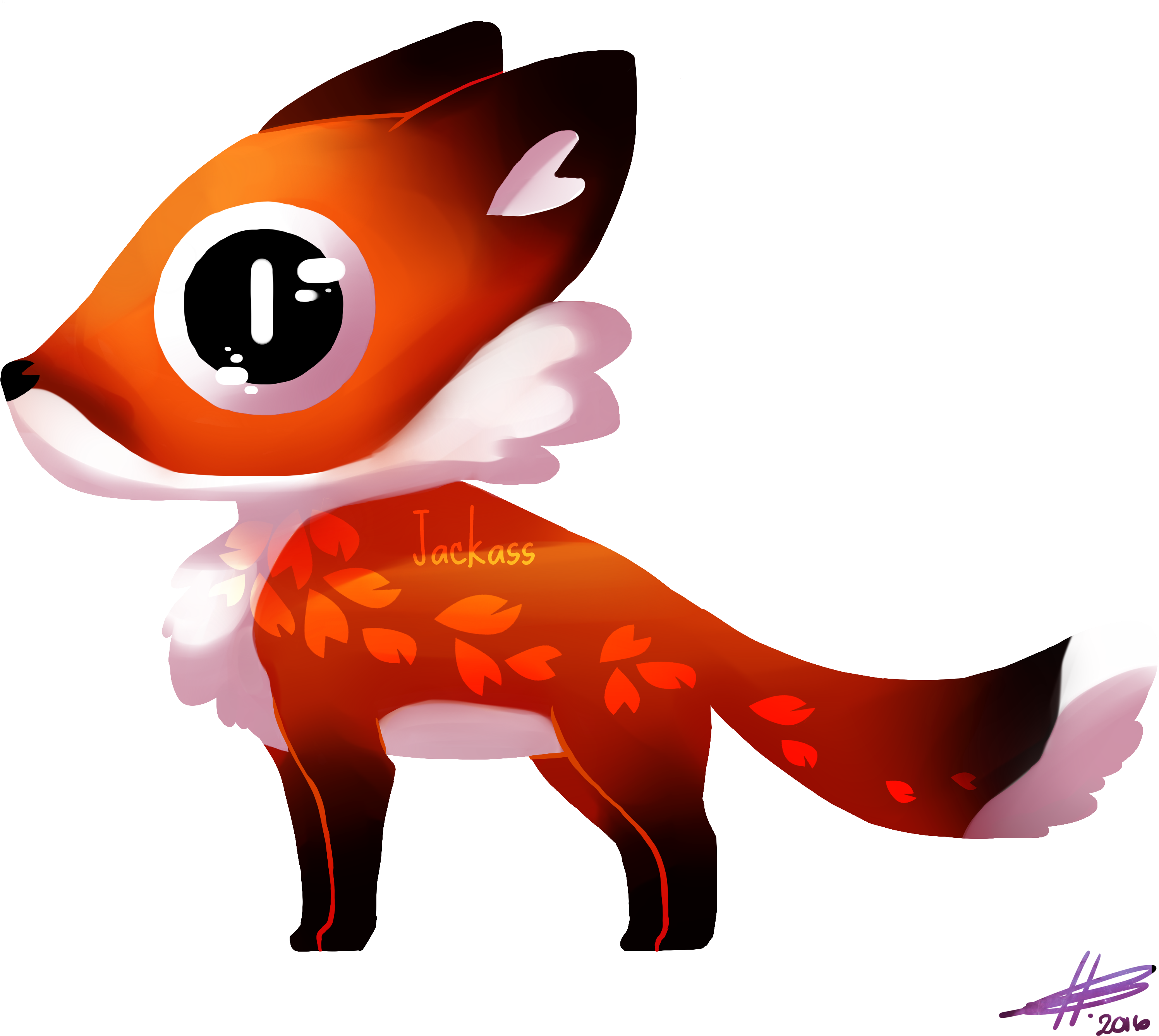 Flower Fox By Jackass-eb - Cartoon - (3400x3000) Png Clipart Download