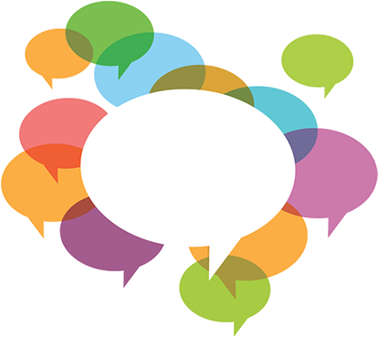 Speech Bubbles Colorful Clipart - (448x403) Png Clipart Download