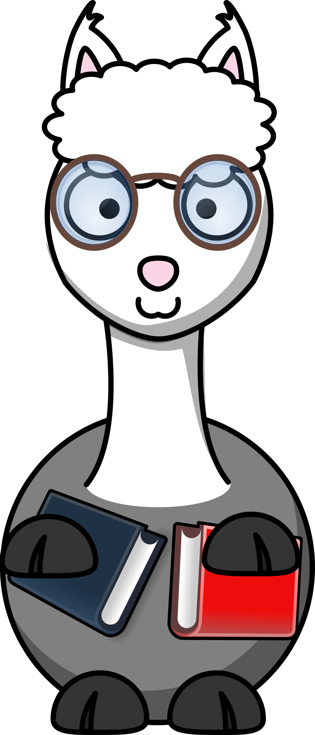 Reading - Cute Cartoon Llama - (1031x2400) Png Clipart Download
