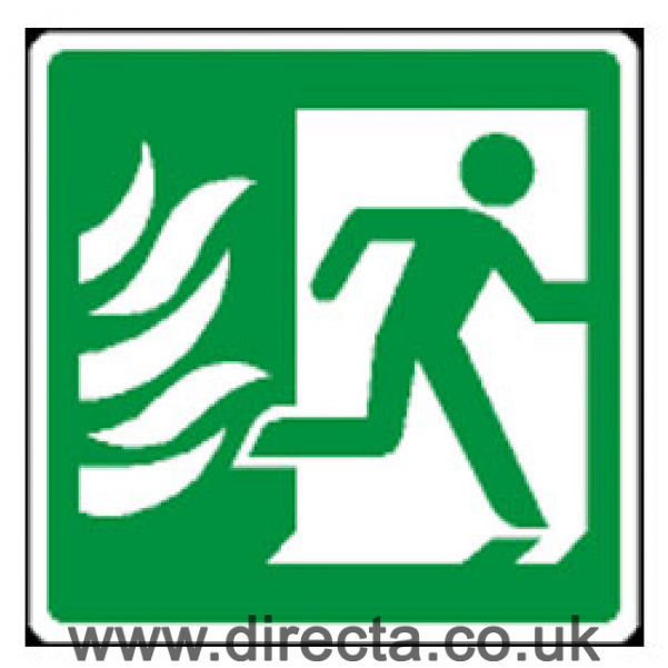 Fire Exit Sign Man Running Right With Flame Symbol - Fire Exit Sign ...