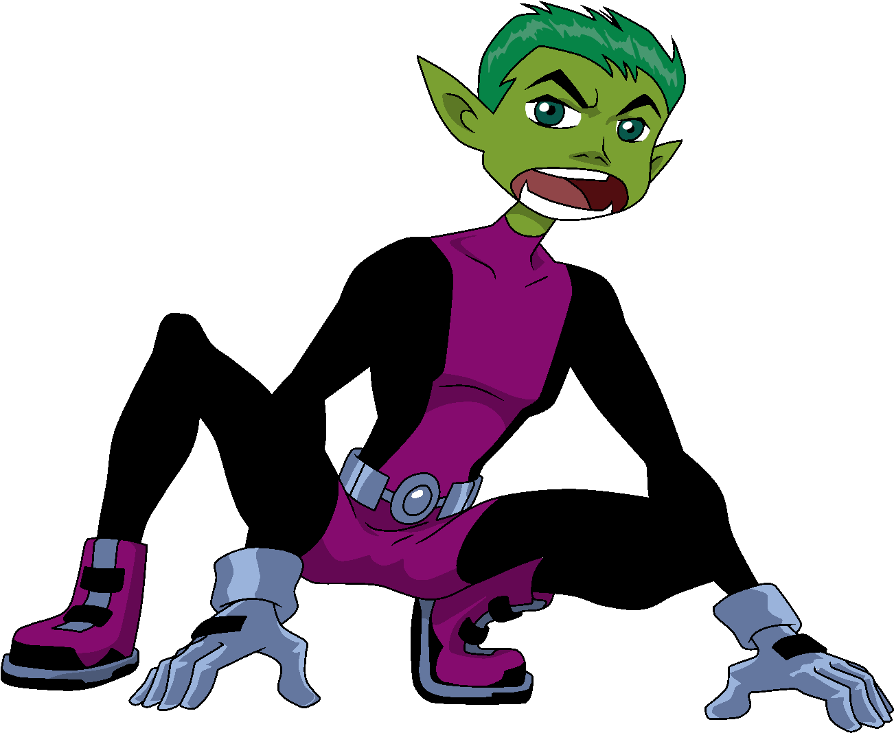Beast Boy Crouch Pose - Beast Boy Png - (1316x1086) Png Clipart Download