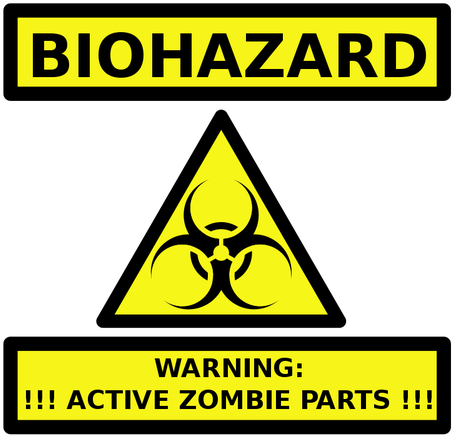 Zombie Parts Warning Label Vector Image - Zombie Hazard Sign - (500x500 ...