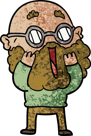 Cartoon Amazed Man With Beard - Drawing - (368x550) Png Clipart Download