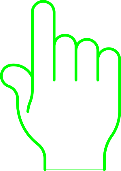 Green Pointing Finger - (420x594) Png Clipart Download