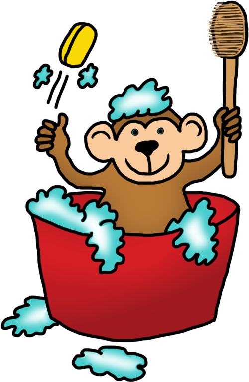 Monkey Drawings, Monkey Taking A Bath - Monkey Taking Bath Clipart ...
