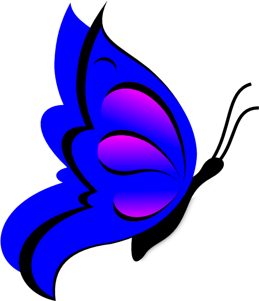 Blue Shadow Clip Art - Draw A Butterfly Sideways - (534x600) Png ...